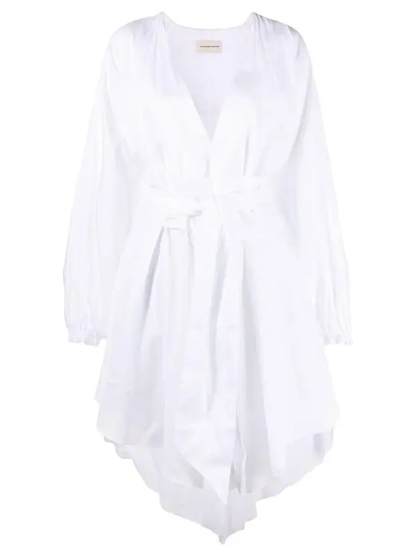 Alexandre Vauthier Ruched-detail Long-sleeve Midi Dress - White