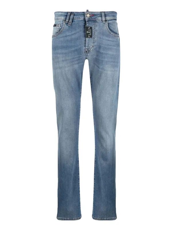 Philipp Plein Premium-hexagon Straight-fit Jeans - Blue