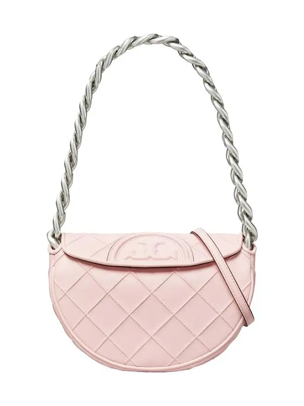 Tory Burch Mini Fleming Soft Crescent Shoulder Bag - Pale Pink