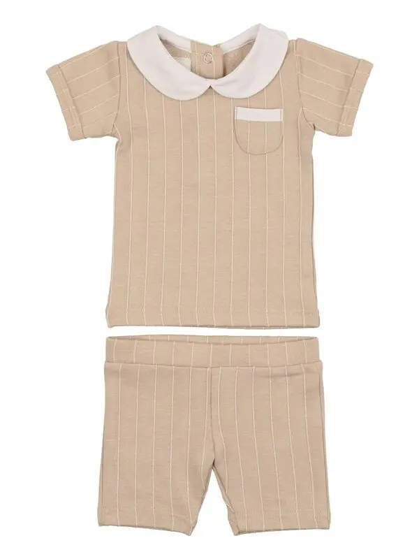 MANIÈRE Raised Stripe Top And Shorts Set - Beige