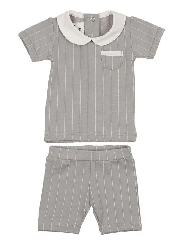 MANIÈRE Raised Stripe Top And Shorts Set - Grey