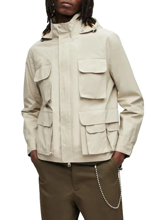 ALLSAINTS Maso Lightweight Tech Water Repellent Jacket - Stone / Buttercream
