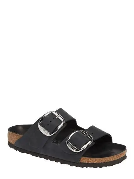 BIRKENSTOCK Arizona Big Buckle Slide Sandal - Black Oiled Leather