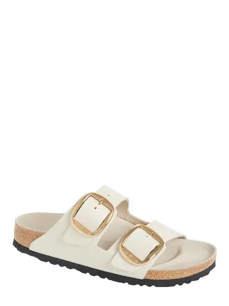 BIRKENSTOCK Arizona Big Buckle Slide Sandal - Oyster High Shine