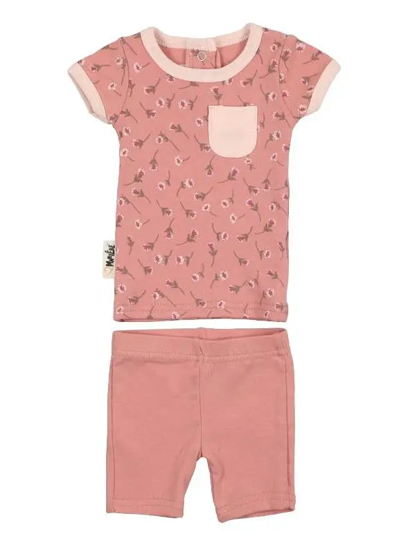 MANIÈRE Floral Print T-shirt & Shorts Set - Mauve