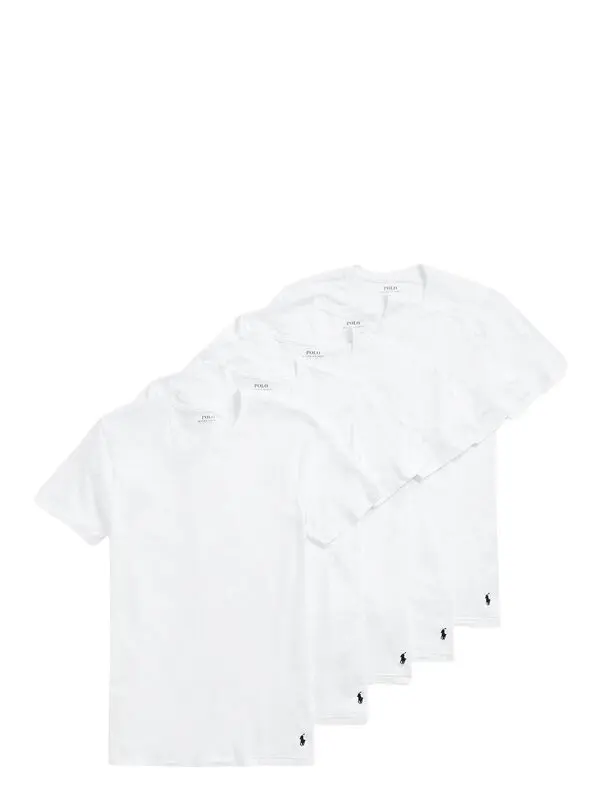Polo Ralph Lauren 5-pack Relaxed Fit Logo Embroidered Crewneck Undershirts - White/white