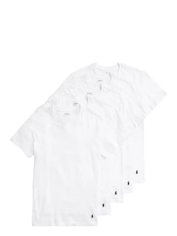 Polo Ralph Lauren 5-pack Slim Fit V-neck T-shirts - White