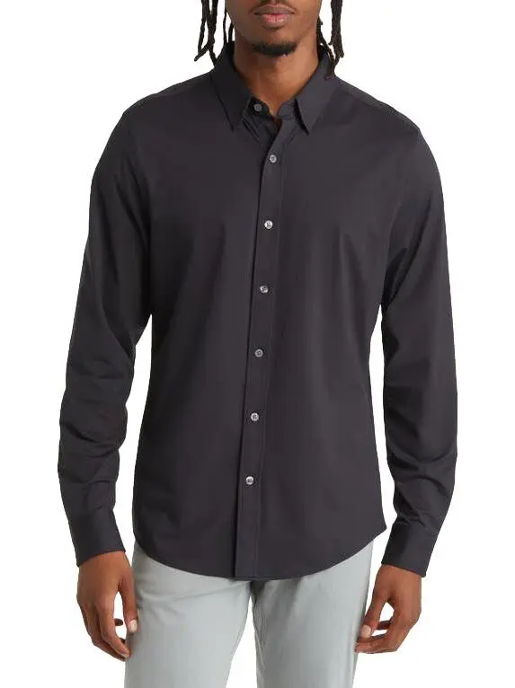 RHONE Commuter Slim Fit Button-up Shirt - Black