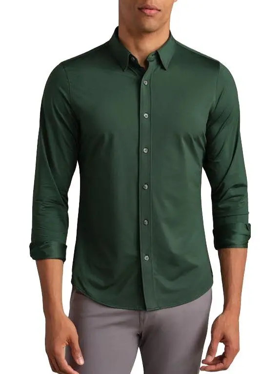 RHONE Commuter Slim Fit Button-up Shirt - Moss Green Oxford