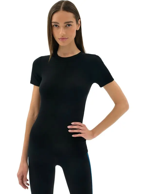 Splits59 Louise Rib Short Sleeve Top - Black