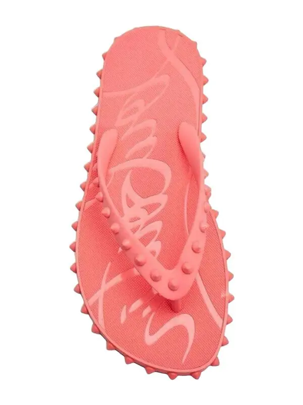 CHRISTIAN LOUBOUTIN Donna Spike Flip Flops - Grapefruit