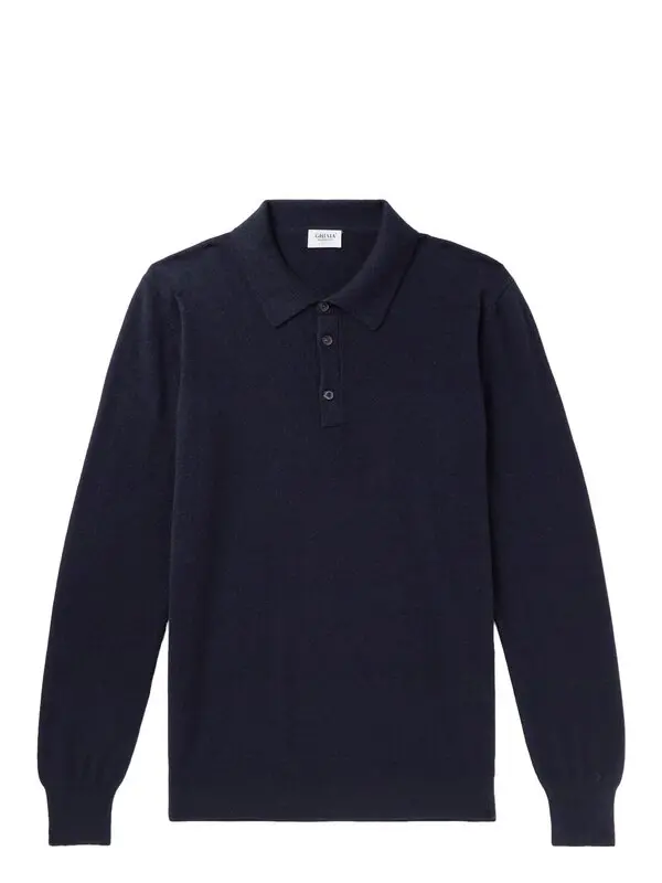 GHIAIA Cashmere Polo Shirt - Blue