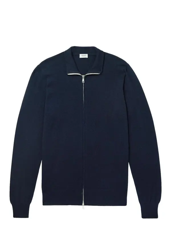 GHIAIA Cashmere Zip-up Sweater - Blue