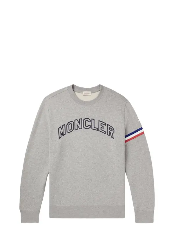 Moncler Logo-print Striped Cotton-jersey Sweatshirt - Gray