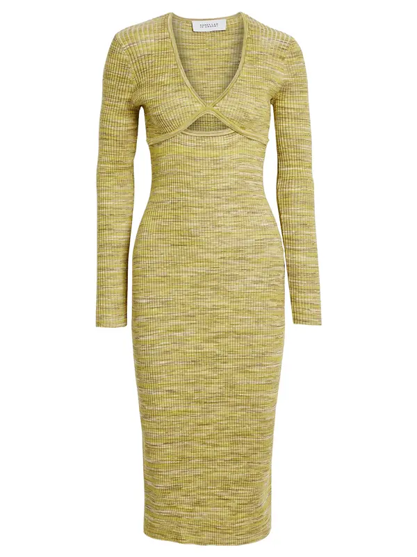 Derek Lam 10 Crosby Geovana Ribbed-knit Midi Dress - Chartreuse