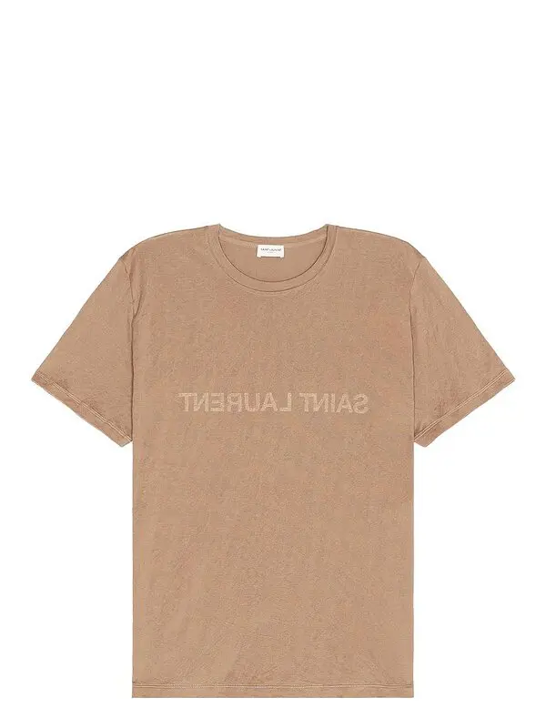 Saint Laurent T-shirt In Brown - Taupe & Naturel