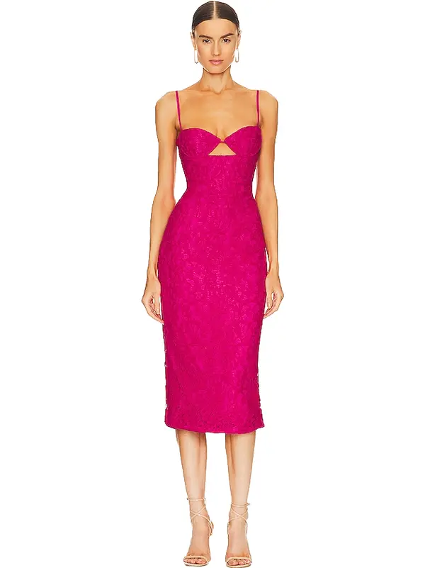 Bardot Ivanna Lace Midi Dress - Fuchsia