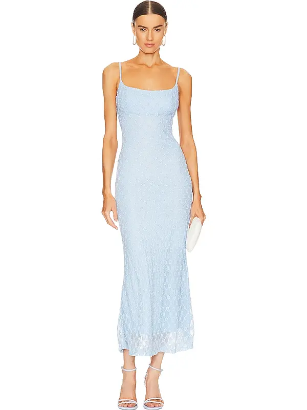 Bardot Adoni Mesh Midi Dress - Cornflower