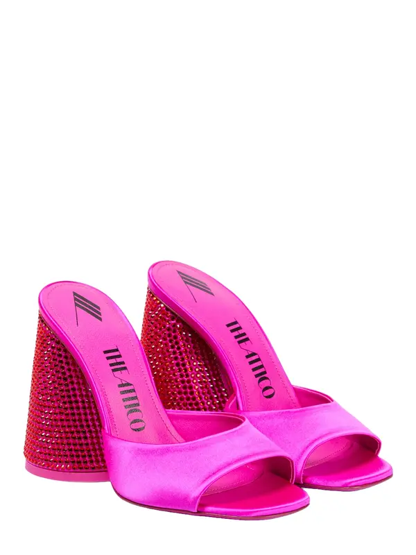Attico Luz Embellished Satin Mules - Pink
