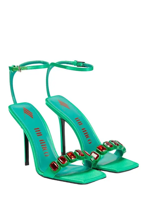 Attico Sienna Embellished Satin Sandals - Green