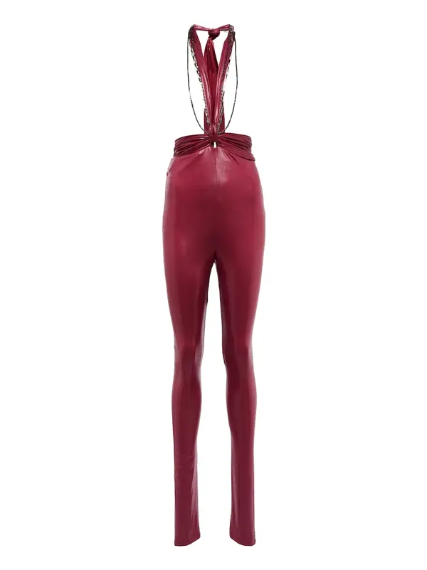 Attico Ruby Chain-trimmed Leggings - Red