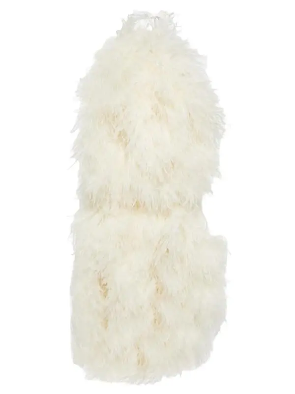 David Koma Feather-trimmed Cady Minidress - White
