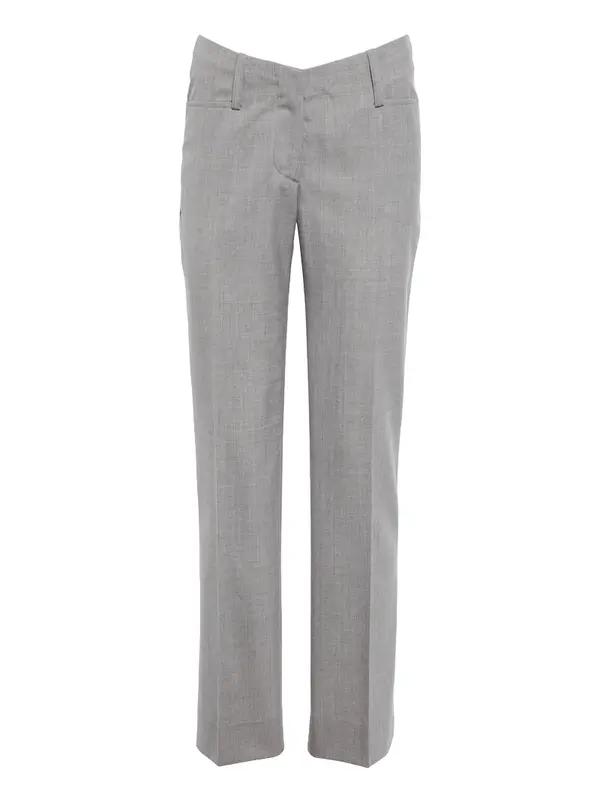 Victoria Beckham Pleated Virgin Wool Trousers - Grey
