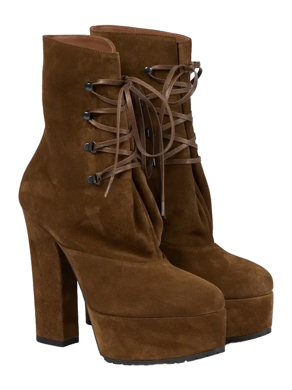 Alaïa Trekk Suede Ankle Boots - Brown