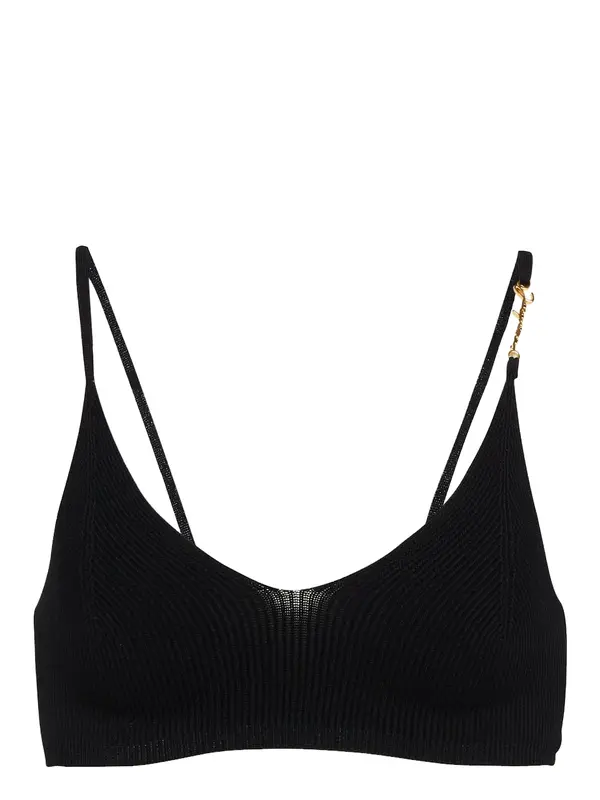 Jacquemus Le Bandeau Pralu Ribbed-knit Crop Top - Black