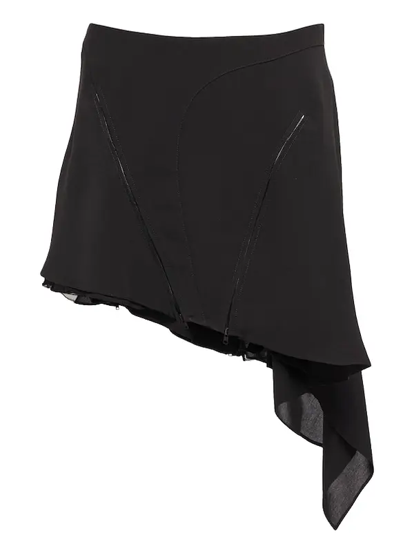 MUGLER Asymmetrical High-rise Miniskirt - Black