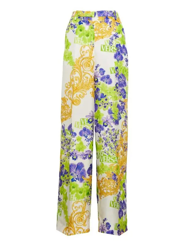 Versace Floral Wide-leg Pants - Multicoloured