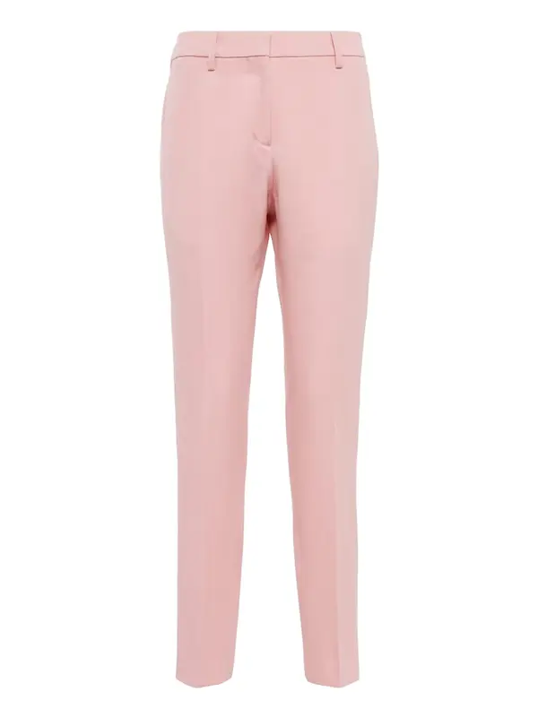 Burberry Mid-rise Slim Wool Pants - Pink