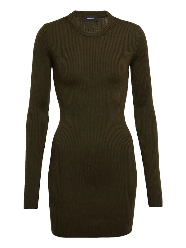 Wardrobe.NYC Ribbed-knit Wool Minidress - Green