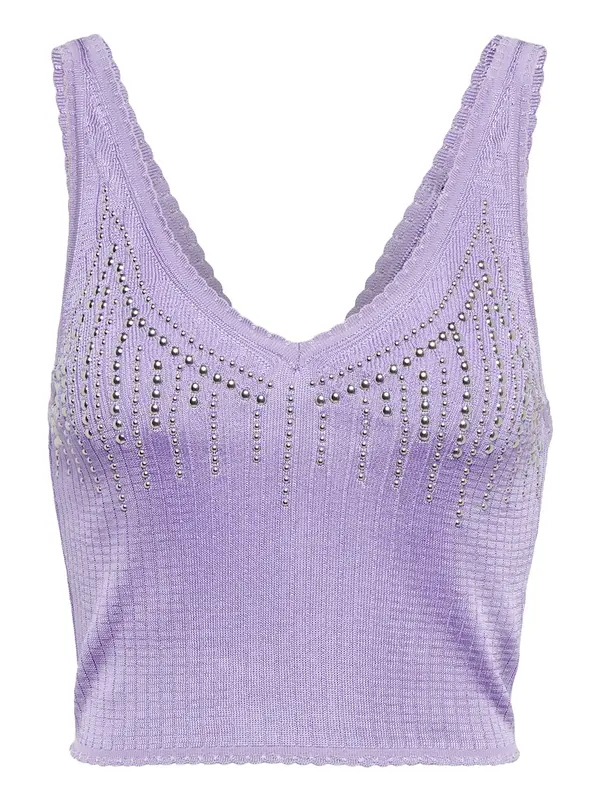 Rabanne Embellished Knit Top - Purple