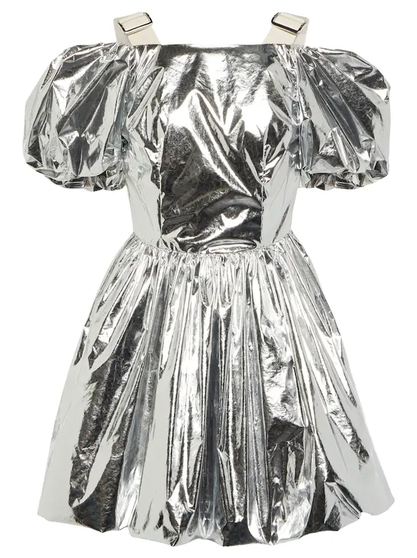 Simone Rocha Puff-sleeve Metallic Minidress - Silver