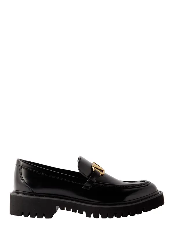 Valentino Garavani Vlogo Leather Loafers - Black