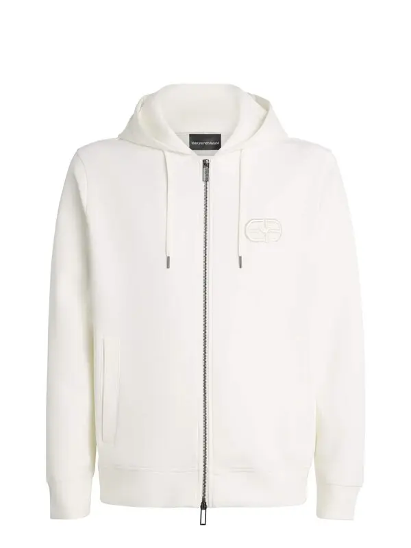 Emporio Armani Cotton-blend Logo Hoodie - White