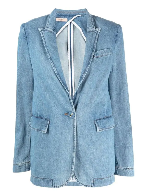 TWINSET Single-breasted Denim Blazer - Blue