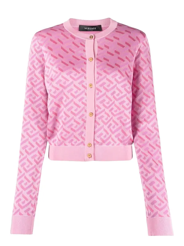 Versace La Greca Monogram Cardigan - Pink
