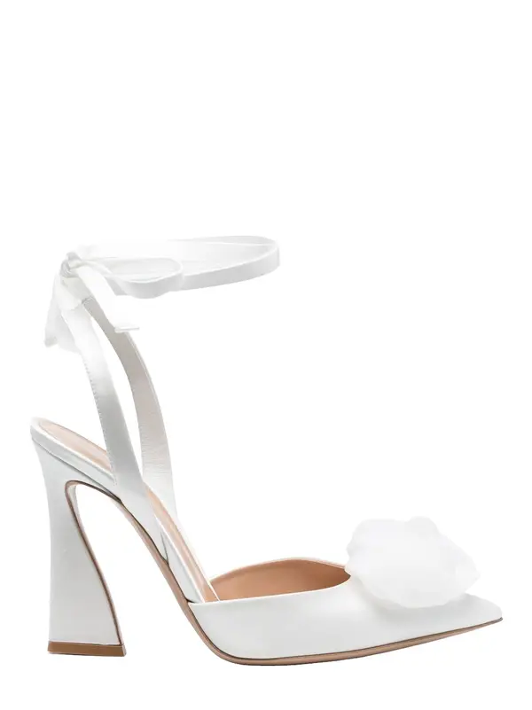 GIANVITO ROSSI Flower-detailing Pointed-toe Pumps - White