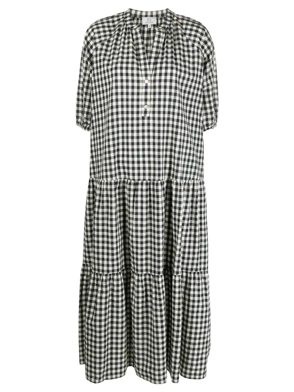 Woolrich Gingham-print Tiered Midi Dress - Blue