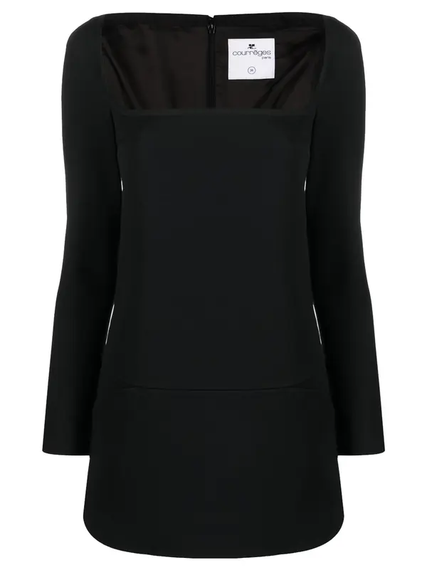 COURREGES Square-neck Mini Dress - Black