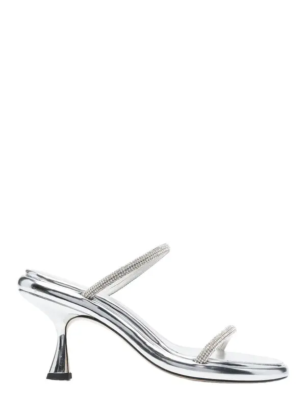 WANDLER 90mm Crystal-embellished Metallic Lambskin Sandals - Silver