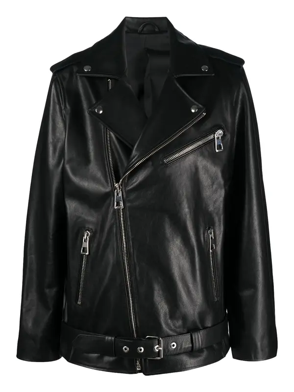 MANOKHI Leather Biker Jacket - Black