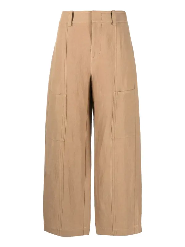 Vince One Tone Patch Wide-leg Trousers - Brown