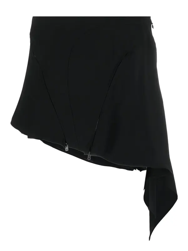MUGLER Asymmetric Draped Miniskirt - Black