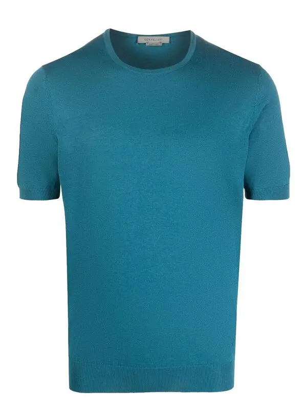 Corneliani Silk-cotton Short-sleeve T-shirt - Blue
