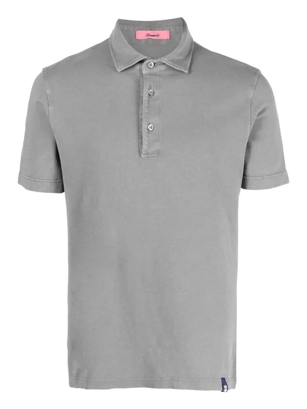 DRUMOHR Logo-patch Cotton Polo Shirt - Grey