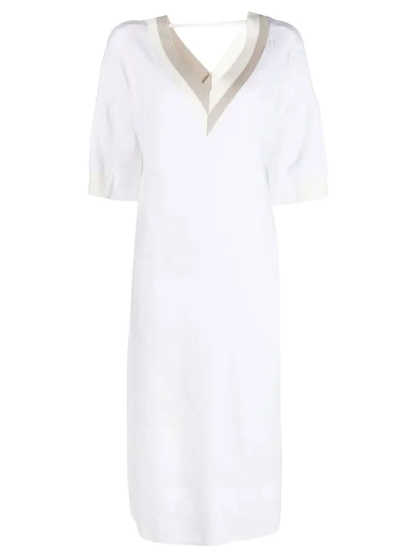Lorena Antoniazzi V-neck Midi Dress - White