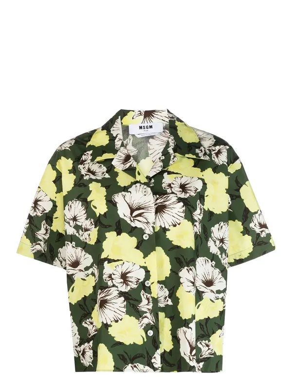 MSGM Floral-print Short-sleeve Shirt - Green
